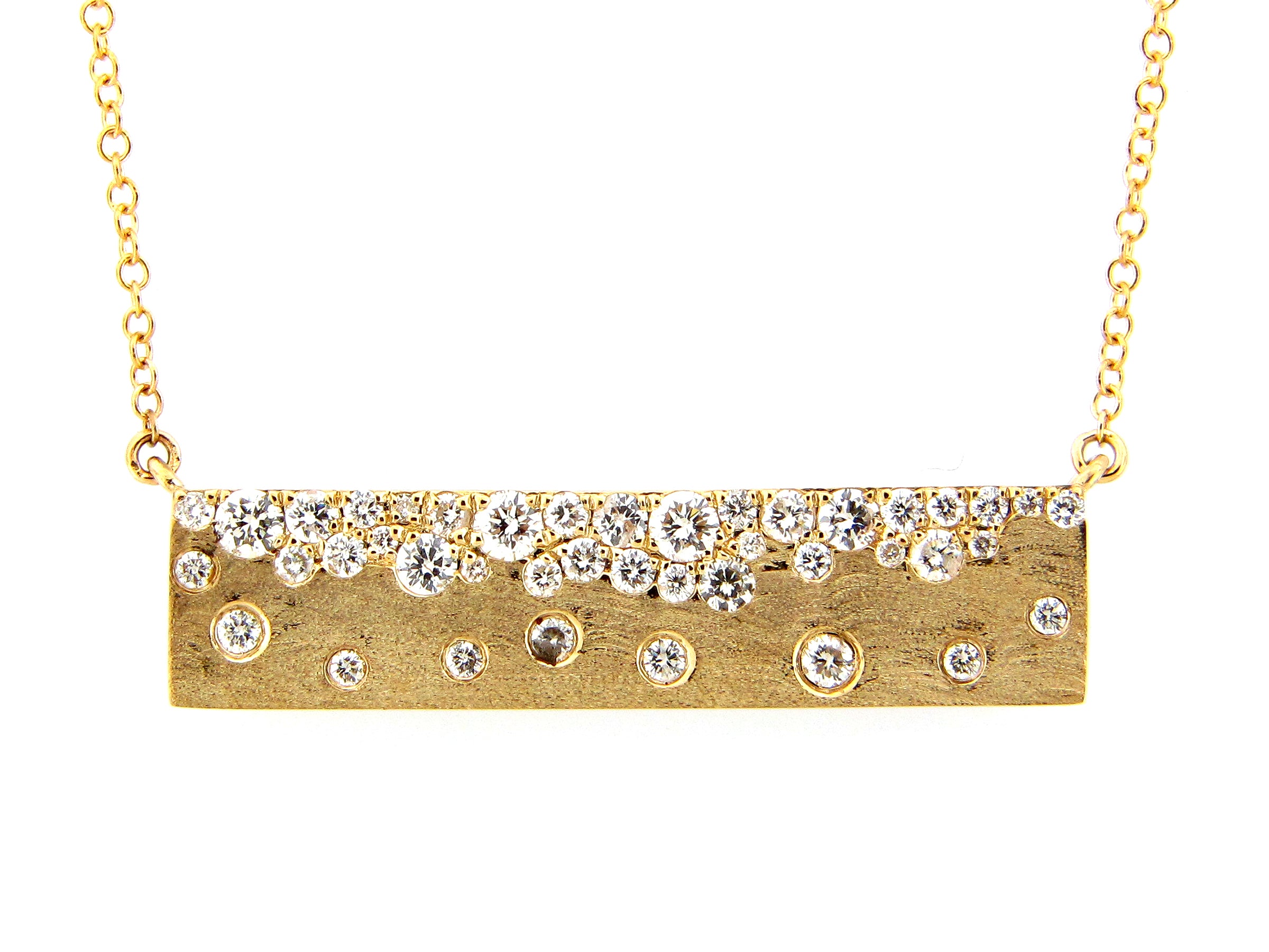 Yellow Gold Flush Set Diamond Bar Pendant Necklace – Murphy Jewelers
