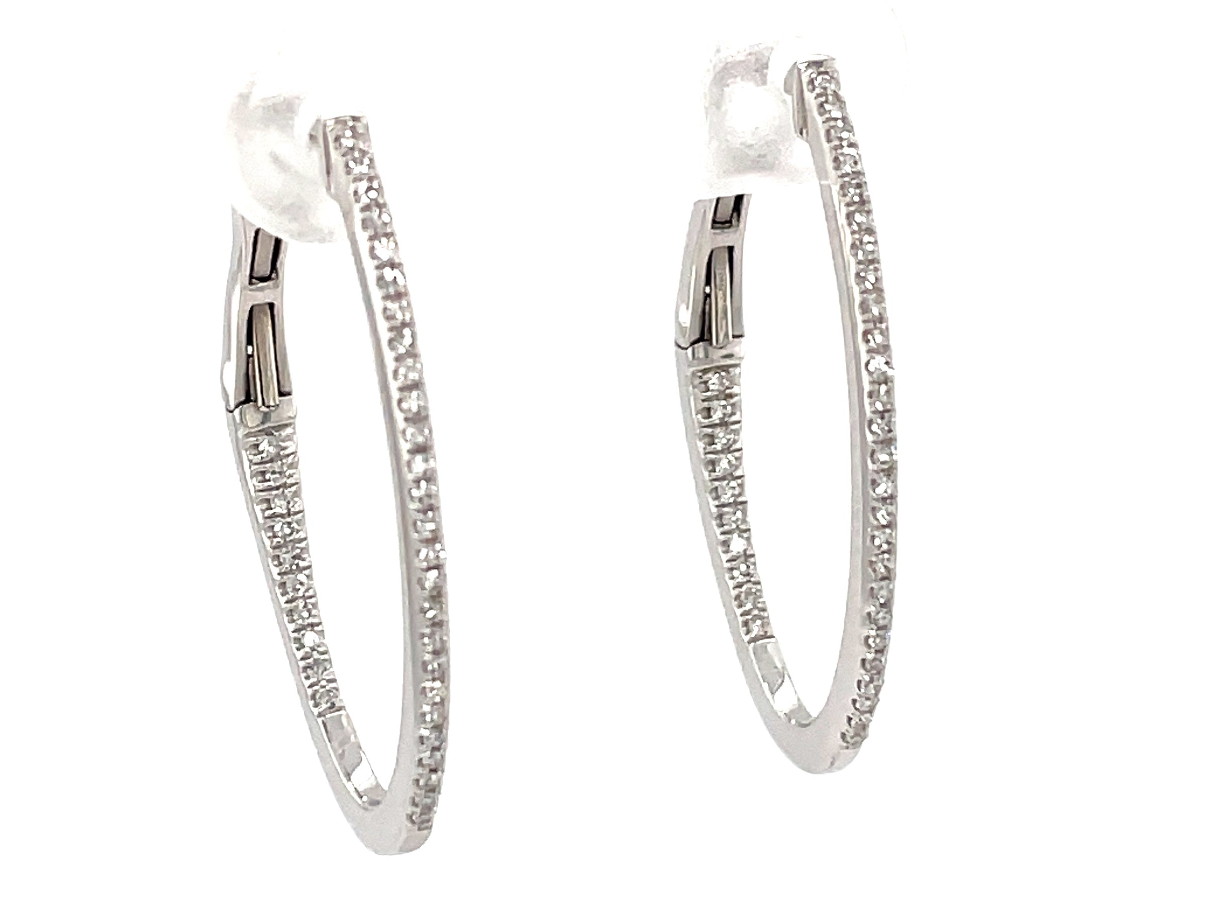 White Gold Oval Diamond Inside Out Hoop Earrings – Murphy Jewelers